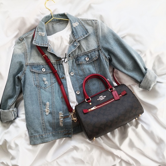 Coach | Bags | Nwt Coach Rowan Satchel In Signature Canvas Brown Red ...